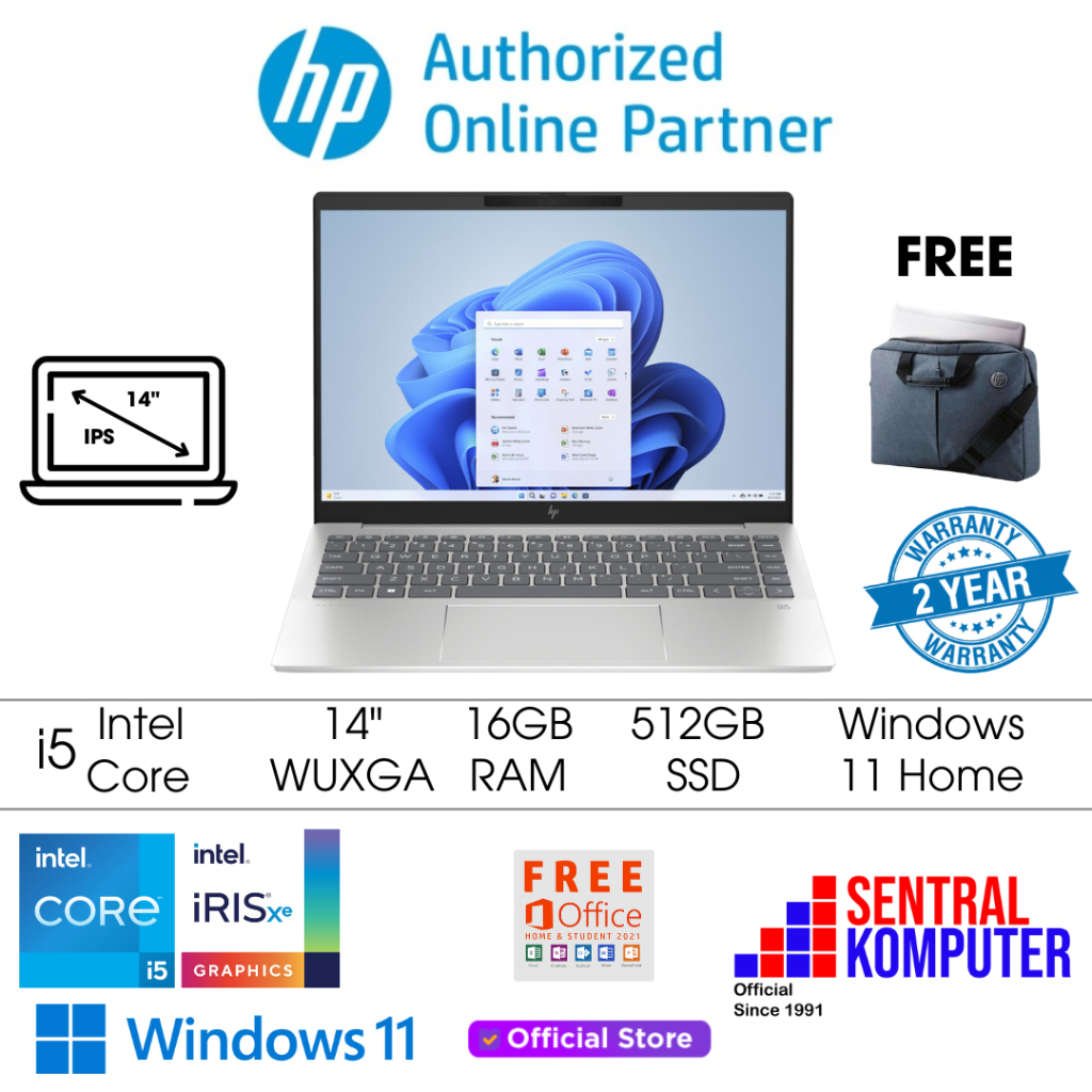 Jual HP Pavilion Plus 14 EW0020TU / EW0021TU i5 1355U 16GB 512GB W11+OHS 14" WUXGA IPS BLIT ...