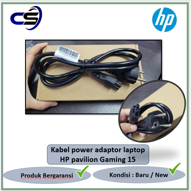 Jual Kabel power adaptor laptop HP pavilion Gaming 15 Original 3 lubang ...