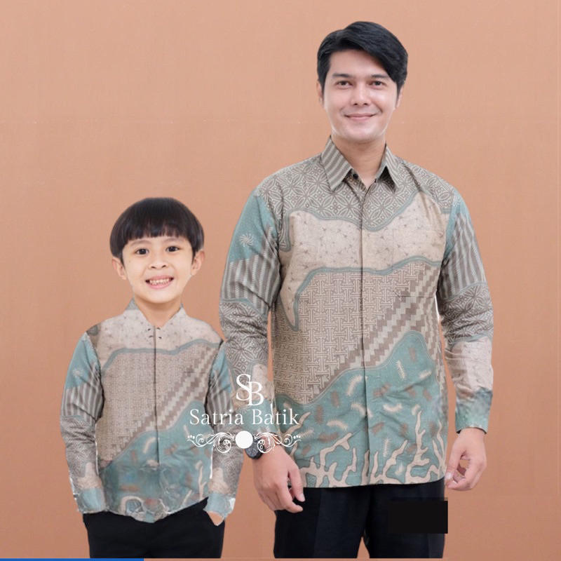 Jual Kemeja Batik Couple Ayah dan Anak Laki Laki Inara Sage Green ...