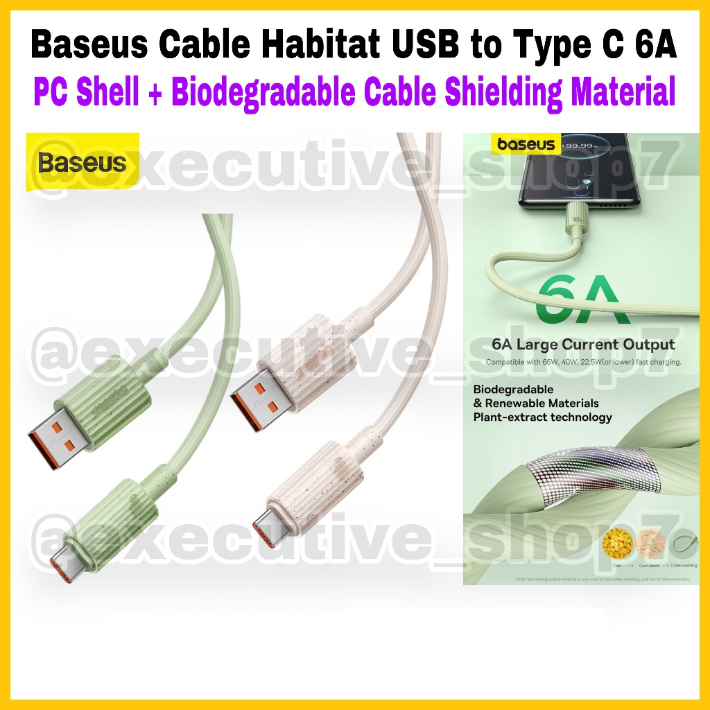 Jual Baseus Cable Habitat USB to Type C 6A - PC Shell + Biodegradable ...