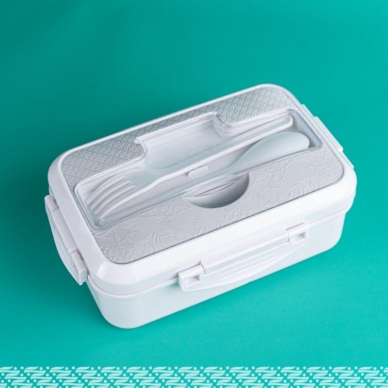 Jual Lunch Box Kotak Bekal Sekat Kotak Bekal Box 3 Grids Tempat Makan dengan Sendok dan Garpu ...