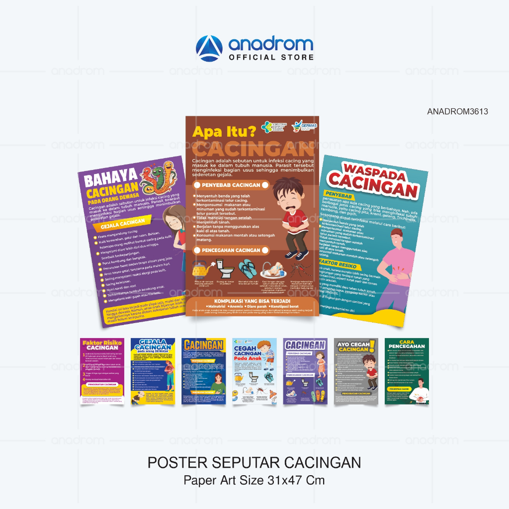 Jual Poster Cegah Cacingan pada Anak | Poster Apa itu Cacingan | Poster ...