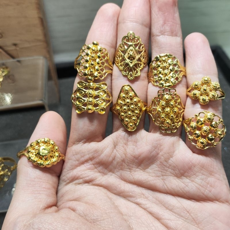 Jual Cincin variasi motif eldora bunga kupu rantai besar lebar dewasa ...