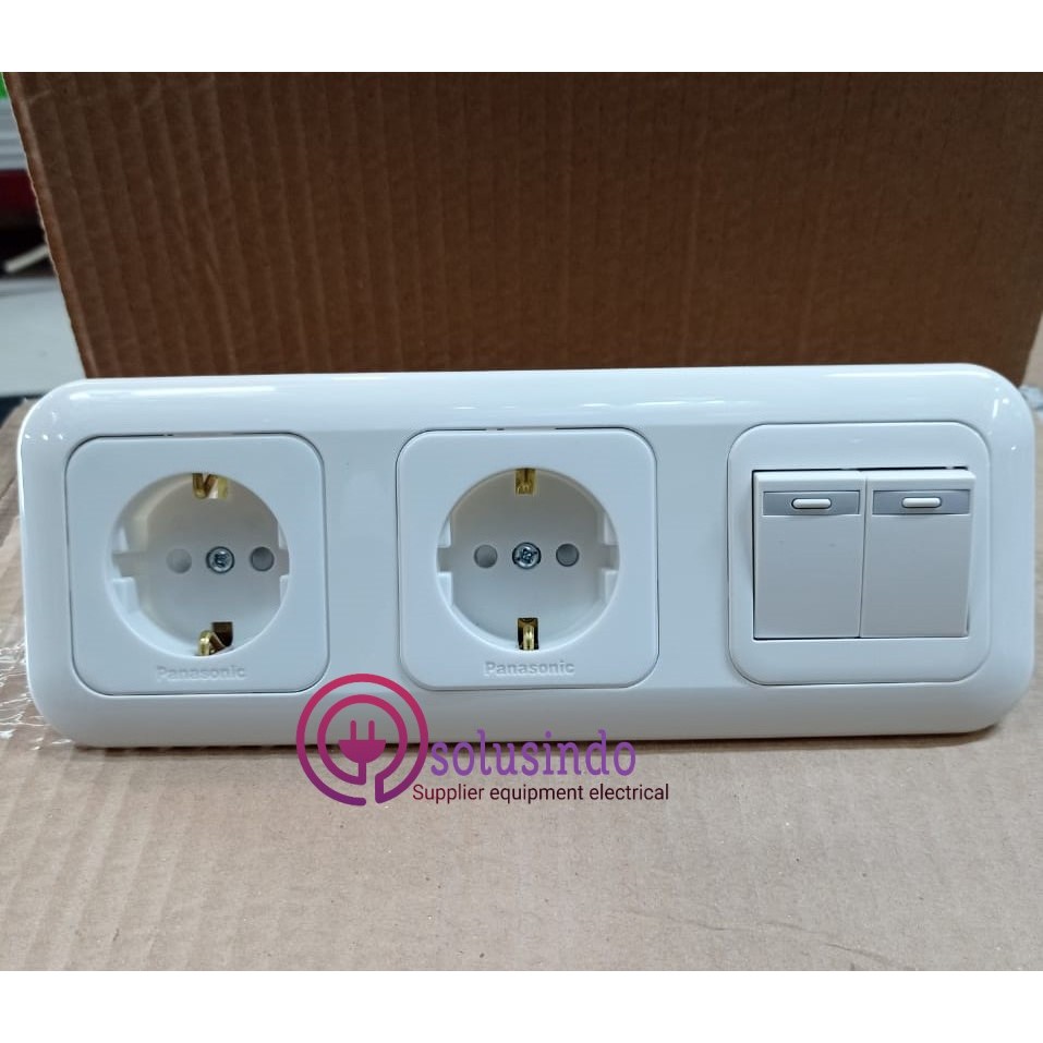Jual PANASONIC STOPKONTAK+STOPKONTAK+SAKLAR 2 GANG 1 ARAH | Shopee ...