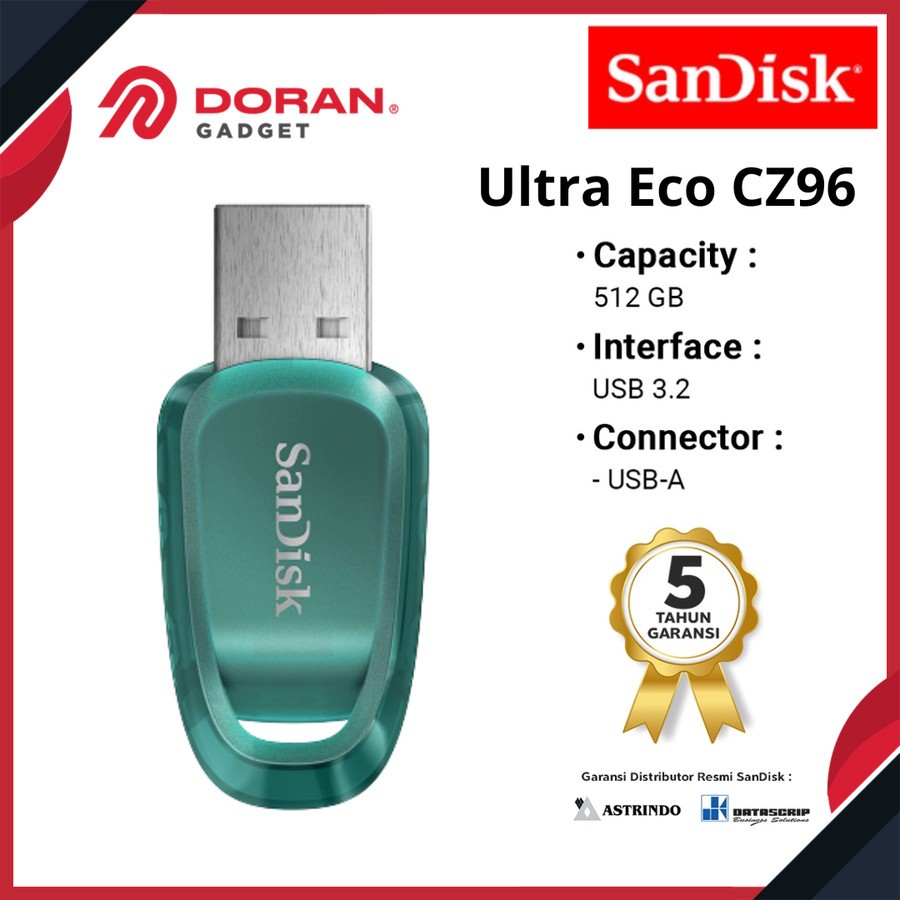 Jual Flashdisk SanDisk 512GB USB 3.2 Ultra Eco CZ96 - Garansi Resmi 5 ...