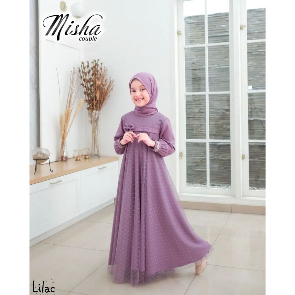 Jual Misha Kids Bahan Syakila Mix Tille Dot Gamis Anak Terbaru 2024 ...