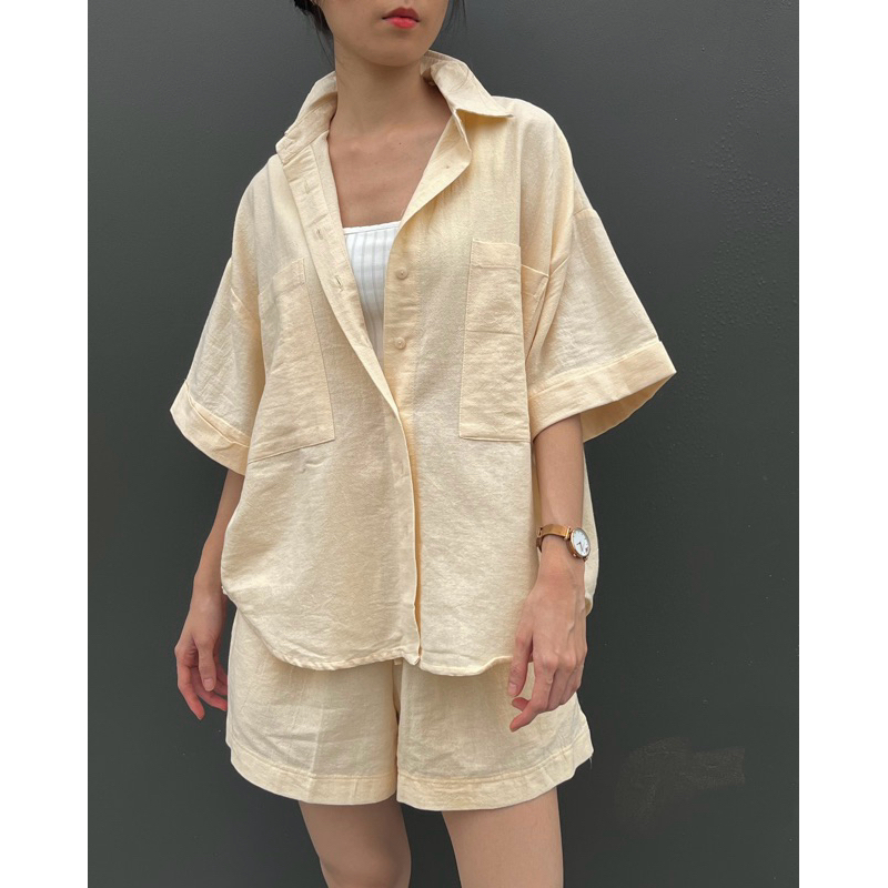 Jual One Set Oversized Kemeja Linen Pendek BLANKLABEL EDITH LINEN SET ...