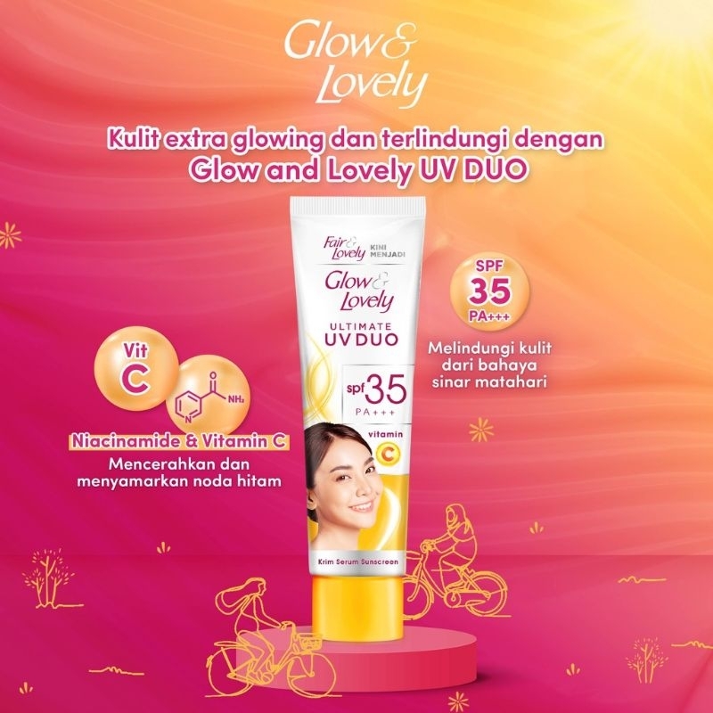 Jual Glow & Lovely Ultimate UV Duo Cream Vitamin C SPF 35 PA+++ Sunscreen Fair and Lovely ...