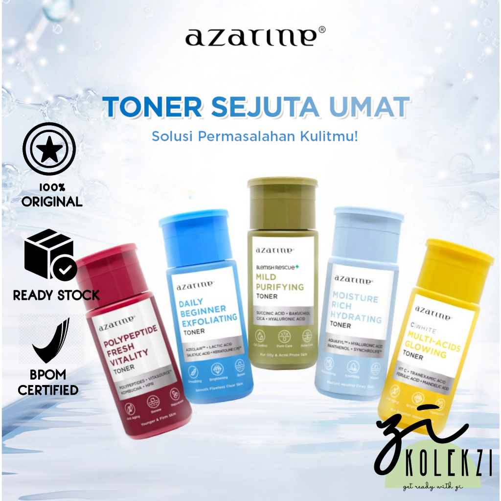 Jual TONER AZARINE Polypeptide/Mild Purifying/Moisture Rich/Multy-Acid ...