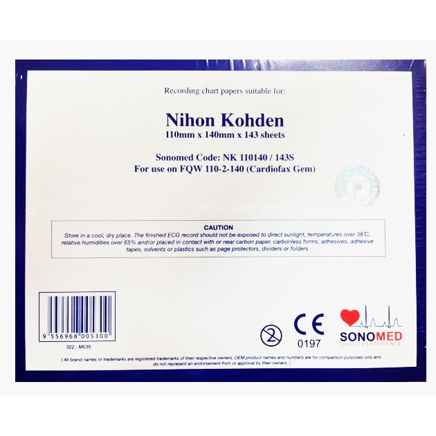 Jual Kertas ekg nihon kohden / cardiofax gem / FQW 110-2-140 / 110mm x 140mm x 143 / kertas ekg ...