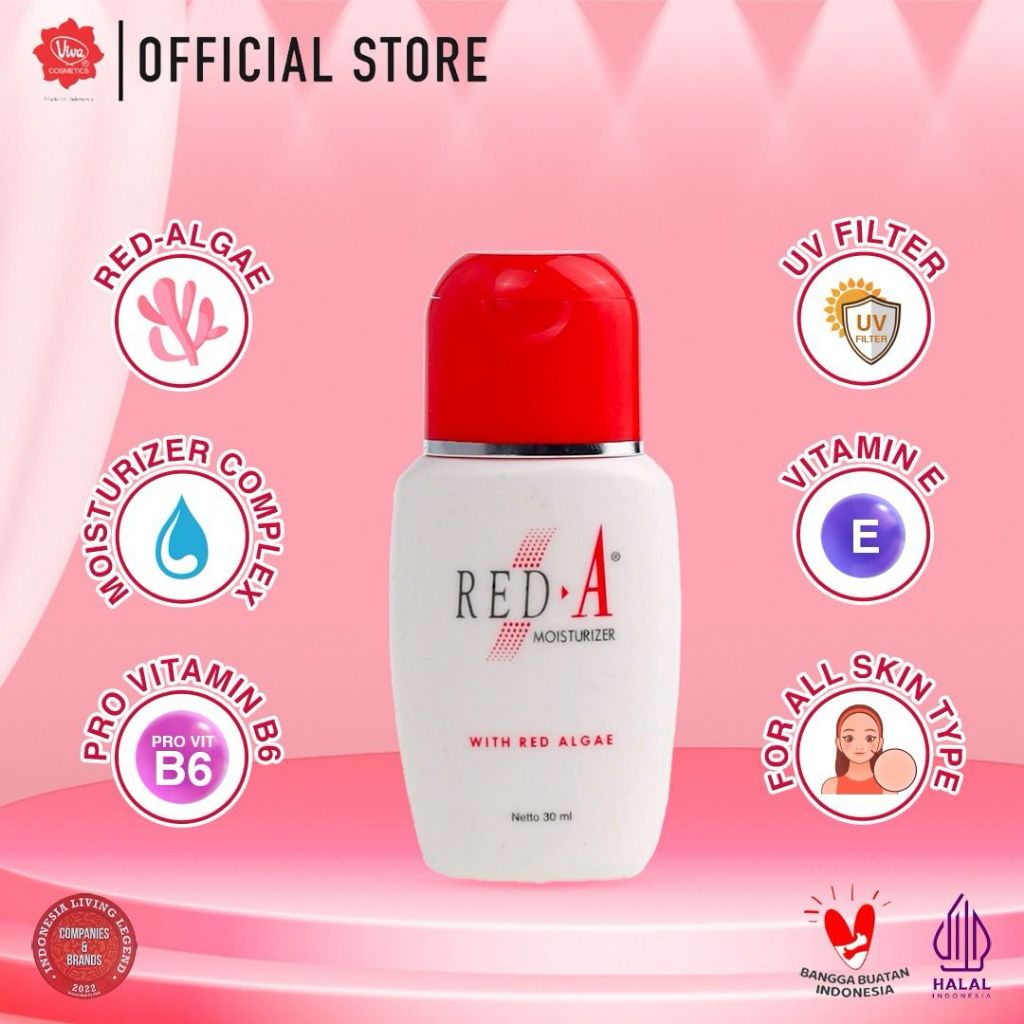 Jual Red-A Moisturizer with UV FILTER A & B, Vit E & Pro VIT B6 - 30 ml ...