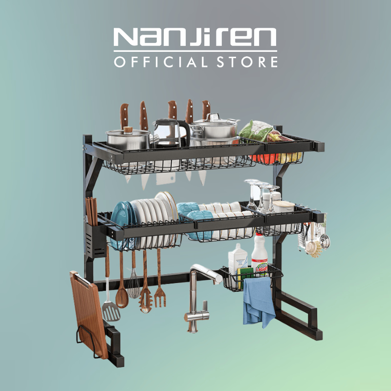 Jual Nanjiren Rak Wastafel Cuci Piring Stainless Rak Pengering Piring 65/75/85/95/105/125cm Kuat ...