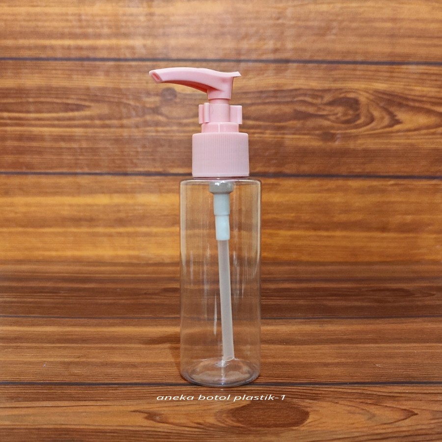 Jual Botol Pump 100ml Pet Clear / Botol Plastik 100 Ml / Botol Pet 100ml Pump Clip Lock Pink ...