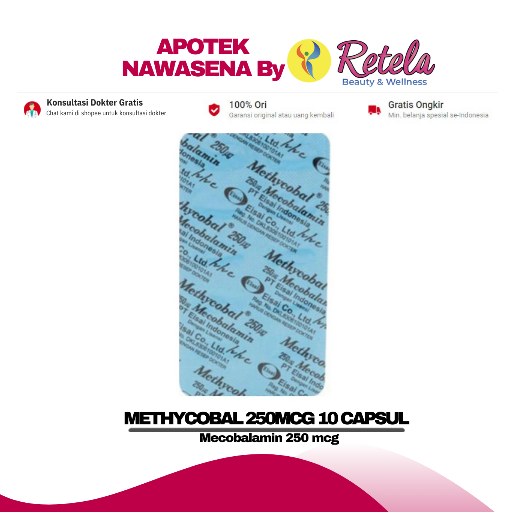 Jual METHYCOBAL 250MCG 1 STRIP 10 CAPSUL ( Mecobalamin 250 mcg ...