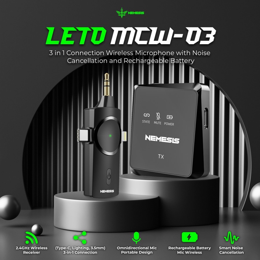 Jual NYK MCW03 / MCW-03 Leto Clip-on 3 in 1 Wireless Microphone | Shopee Indonesia