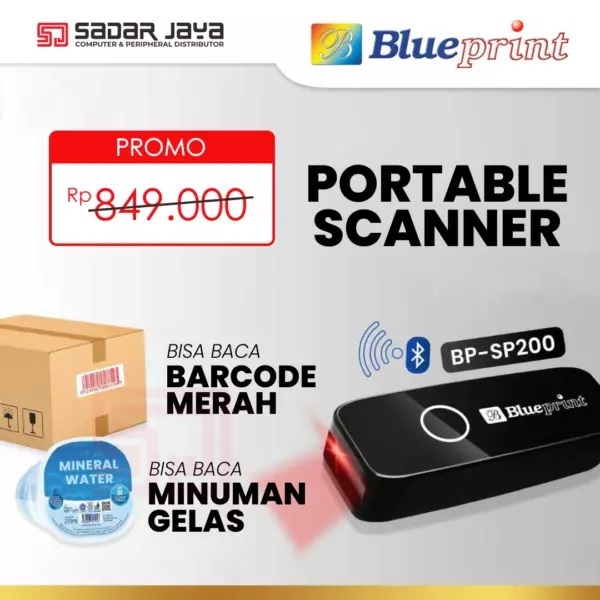 Jual Mini Barcode Scanner Bluetooth Portable Blueprint SP200 Pembaca ...