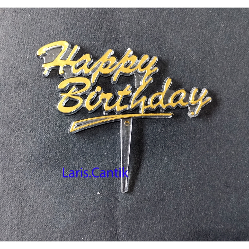 Jual Cake Toper Happy Birthday Emas New Isi 50 Pcs | Shopee Indonesia