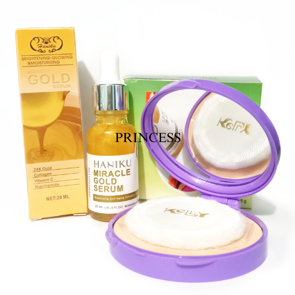 Jual Paket Kelly Bedak Compact plus Serum Miracle Gold 20ml | Shopee ...