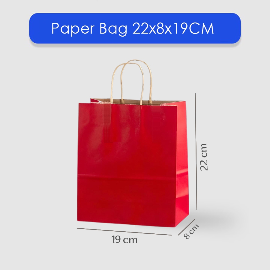 Jual Paper Bag Kado Warna Merah 22x8x19 cm / Papper Bag Packing Baju ...