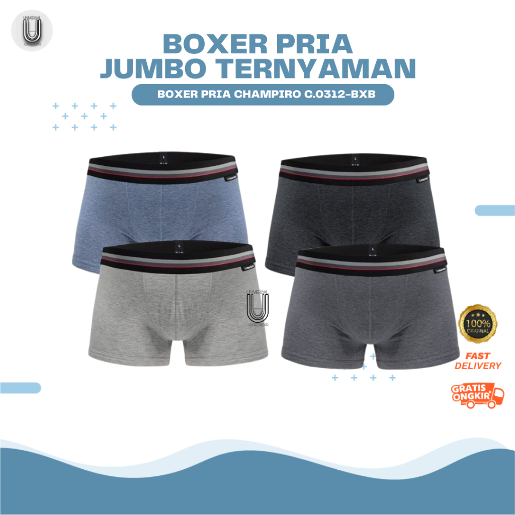 Jual Pakaian Celana Dalam Pria Boxer Jumbo Champiro C 0312 Bxb Bahan ...