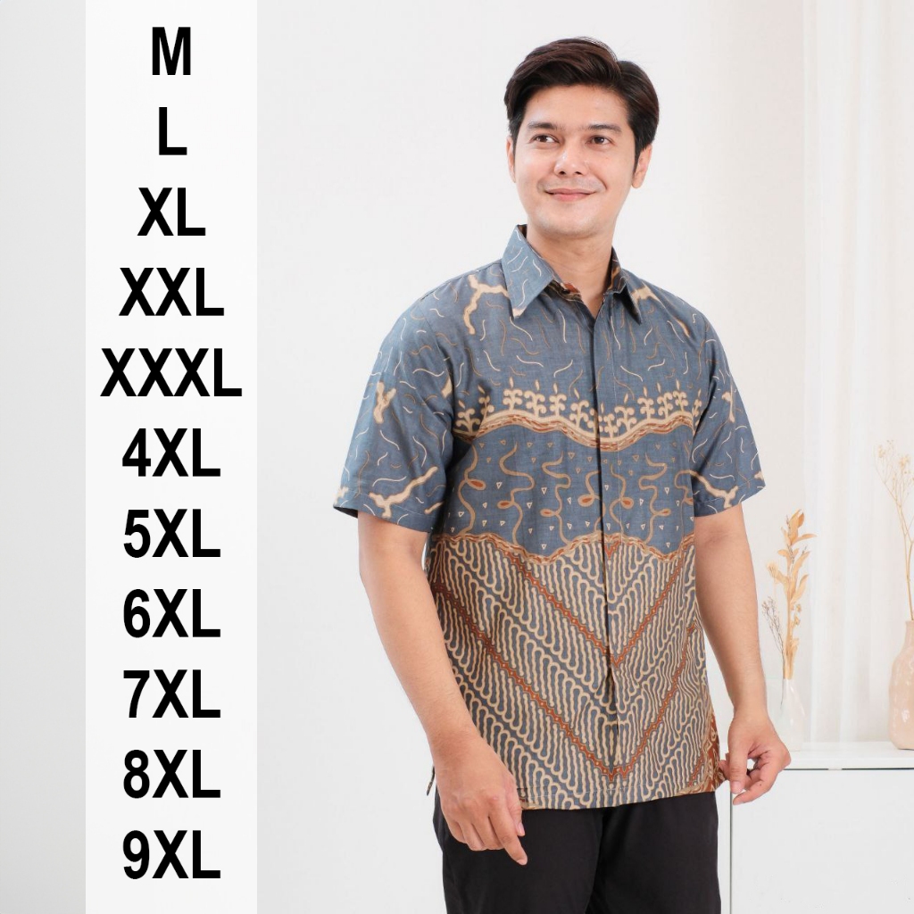 Jual Baju Batik Pria Jumbo Lengan Pendek M L XL XXL XXXL 4XL 5XL 6XL 7XL 8XL 9XL Katun Prima ...