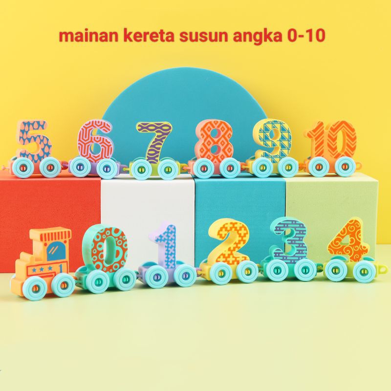Jual mainan edukasi kereta api susun angka 0-10 mainan belajar angka ...
