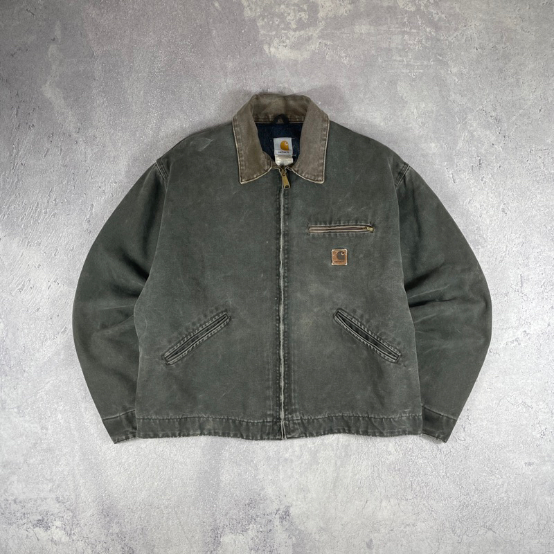 Jual vtg 2002's carhartt j97mos detroit jacket moss green original ...
