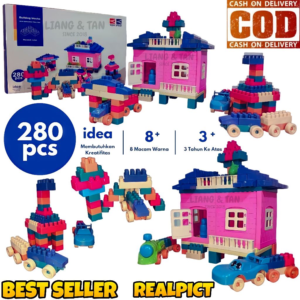 Jual ( BISA COD ) PROMO Mainan Brick Block Susun Anak DIY isi 280 pcs ...