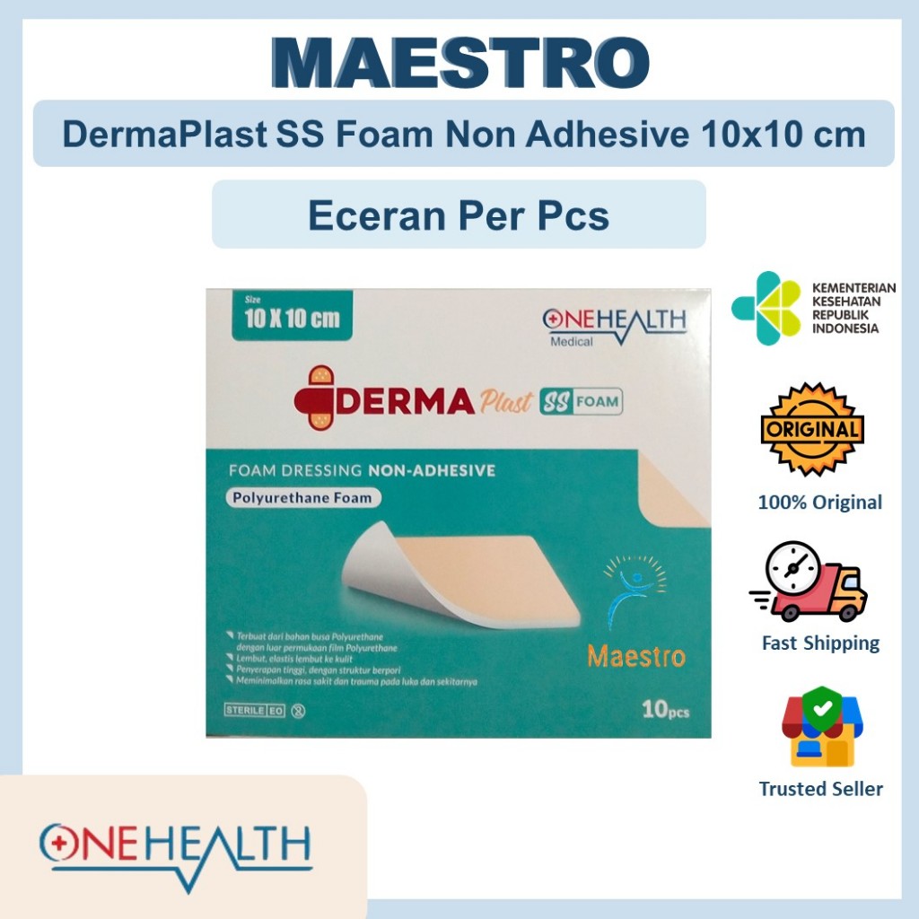 Jual DermaPlast SS 10 x 10 cm OneHealth Foam Dressing Non Adhesive ...