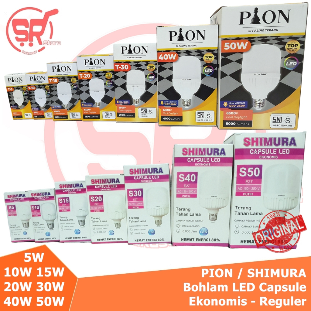 Jual Shimura / Pion Lampu Bohlam LED Capsule EKONOMIS 5W 10W 15W 20W 30W 40W 50W ( SR Store MKS ...