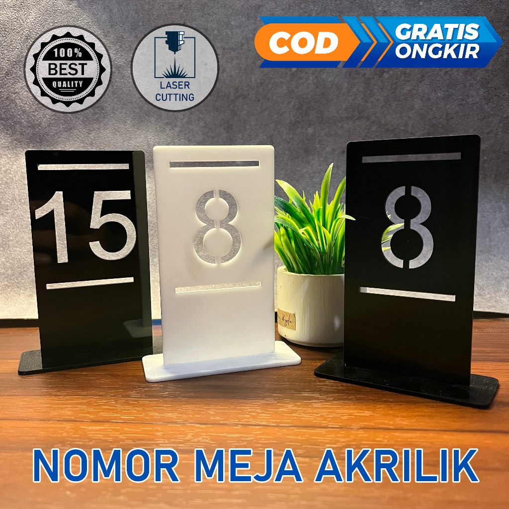 Jual Nomor Meja Akrilik Restoran | Cafe | Warung | Acrylic Tent Card ...