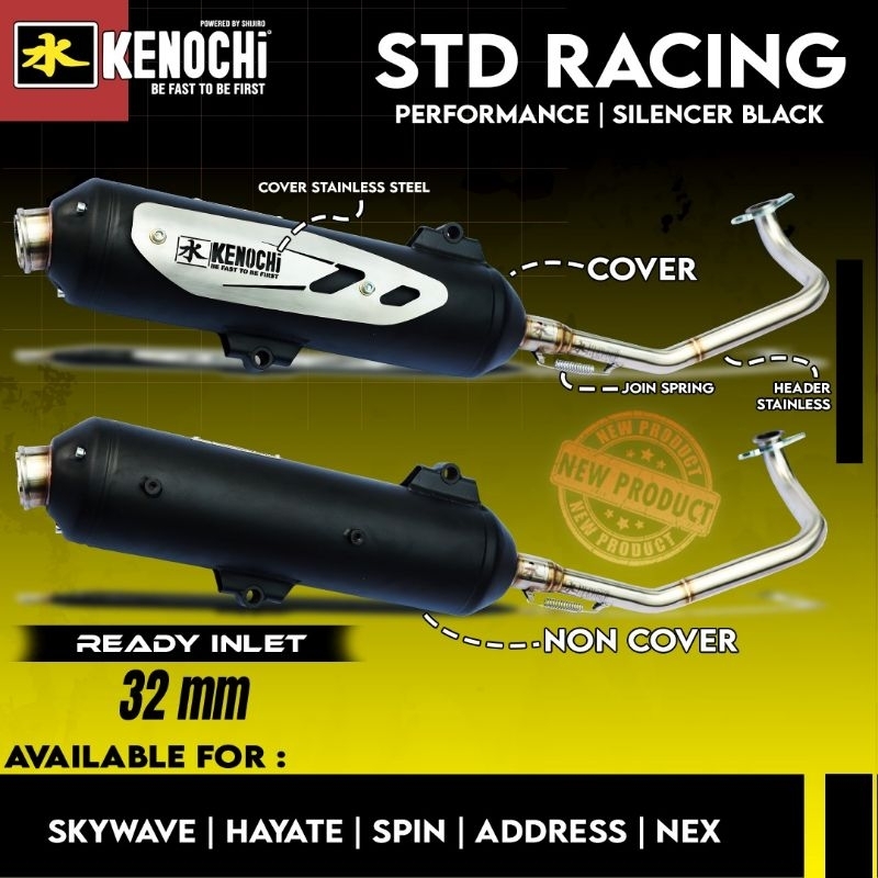 Jual Knalpot std racing KENOCHI New Performance Black Skywave Hayate ...