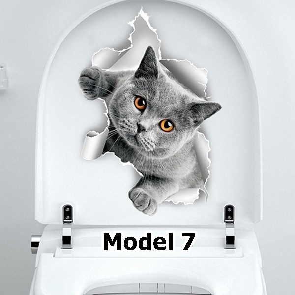 Jual Stiker kucing Lucu 3D warna abu aksesoris hiasan dinding sticker ...