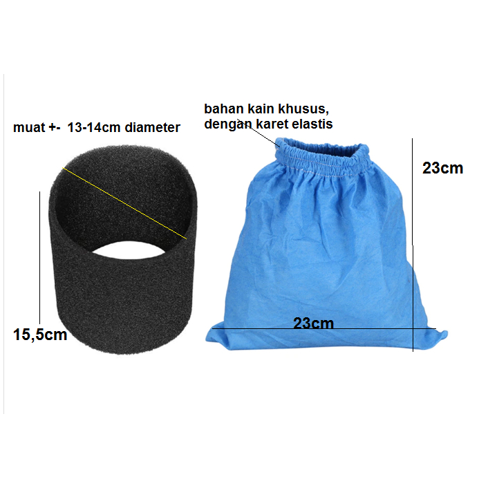 Jual Kantong Filter Vacuum Cleaner Basah Kering Bahan Kain Biru dan ...