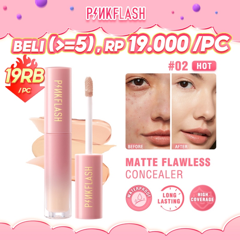 Jual PINKFLASH Breathable Liquid Concealer Tahan Lama Natural Matte 5 Colors High Coverage PF ...