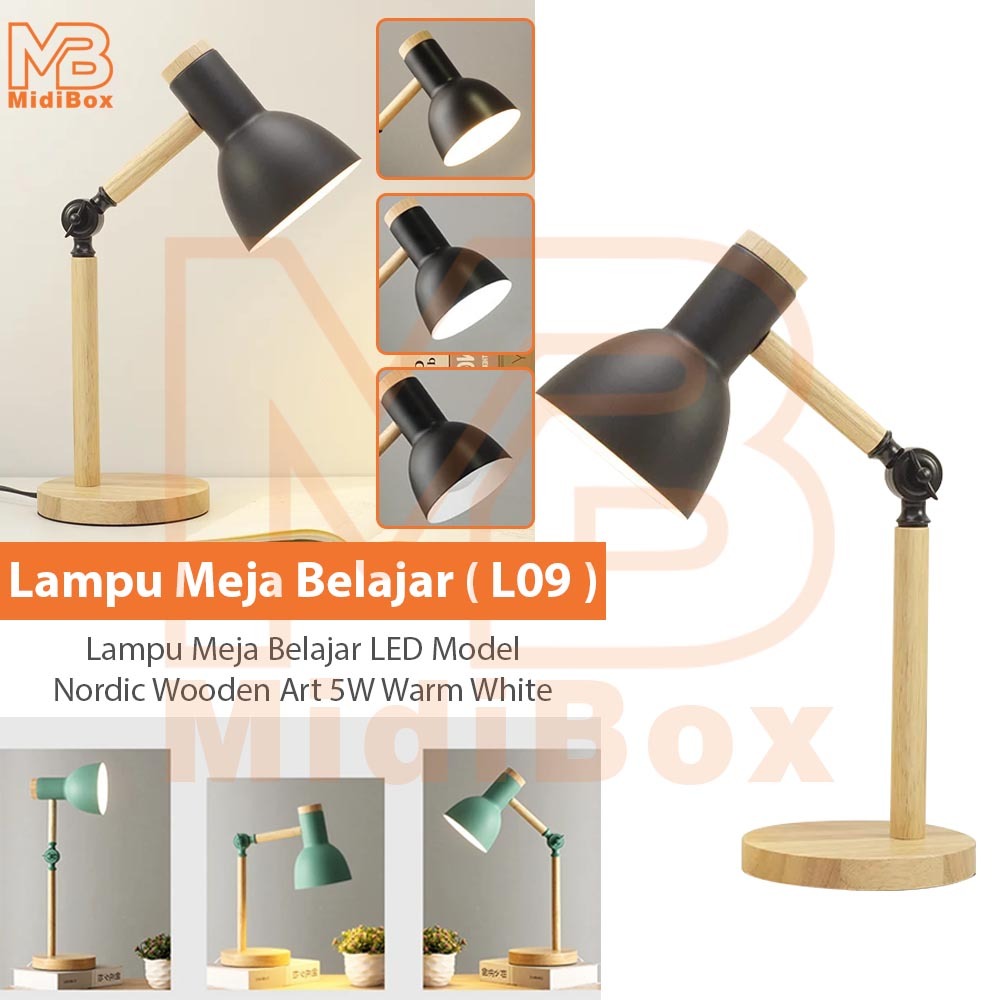 Jual Lampu Meja Belajar LED Model Nordic Wooden Art 12W 3 in 1 Color ...