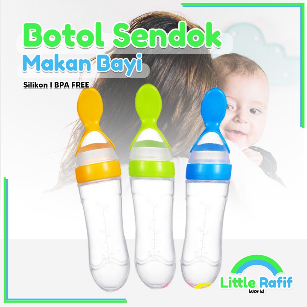 Jual Botol Sendok Makan Bayi Mpasi Silikon Food Anti Tumpah Aman Murah Baby Feeder Bottle Spoon ...