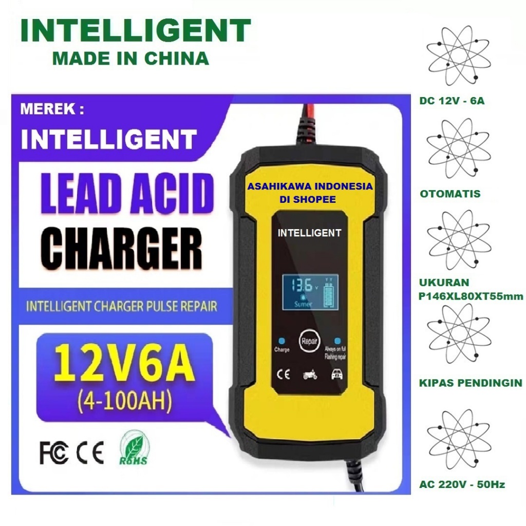 Jual Intelligent Fast Charger Accu Charger Aki Cas Aki Mobil Motor Full ...