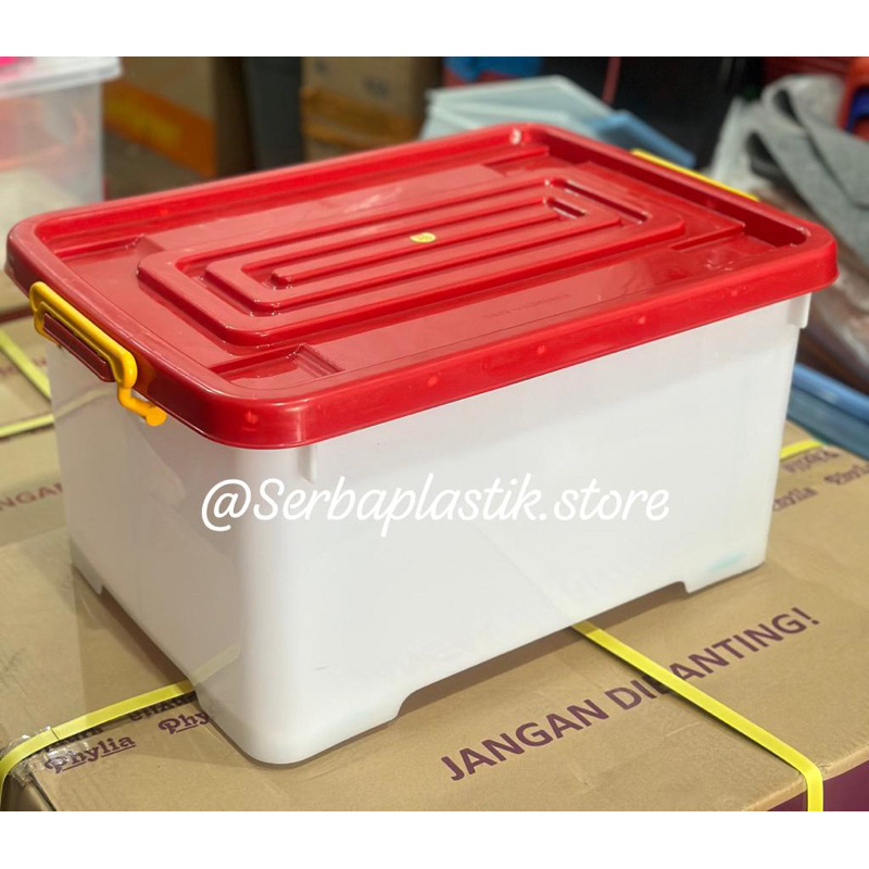 Jual container box gm 50ltr roda / kontainer plastik putih kotak ...