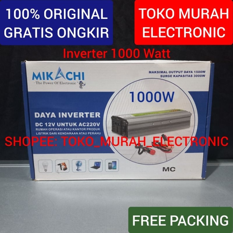 Jual TME - Power Inverter Mikachi SNI DC To AC 1000 Watt 1000W | Shopee ...
