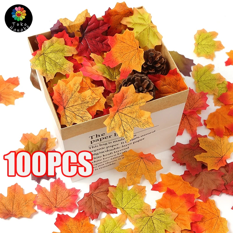 Jual 100 Pcs Daun Maple Artifisial Maple Leaf Set Daun Maple Artificial ...