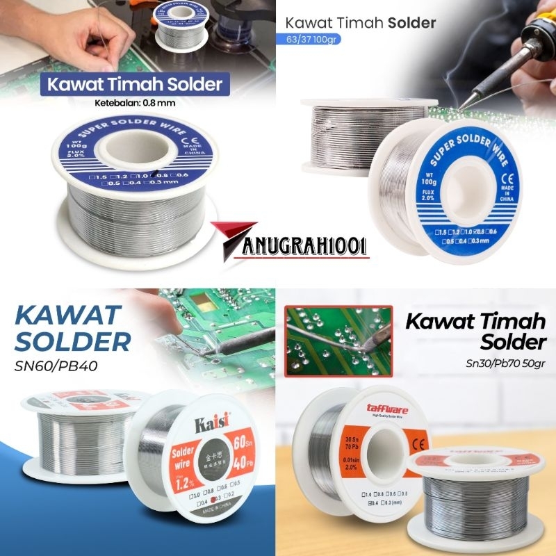 Jual Timah Solder Sn60/Pb40 0.4mm / 0.3mm / 0.8mm 50gr - 100gr Timah ...