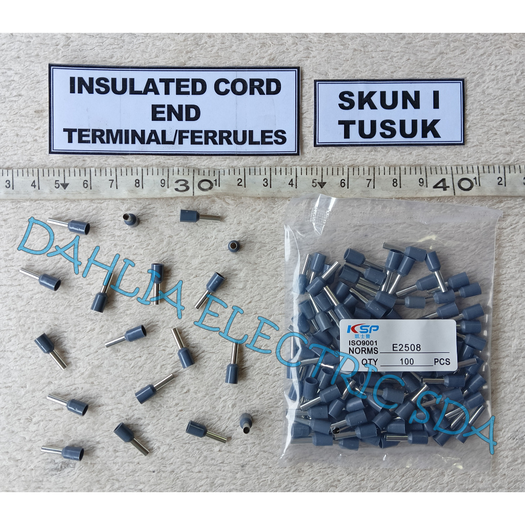 Jual SKUN I FERRULES E2508 ABU ABU FOR CABLE 2,5MM HARGA PER 10 PCS ...