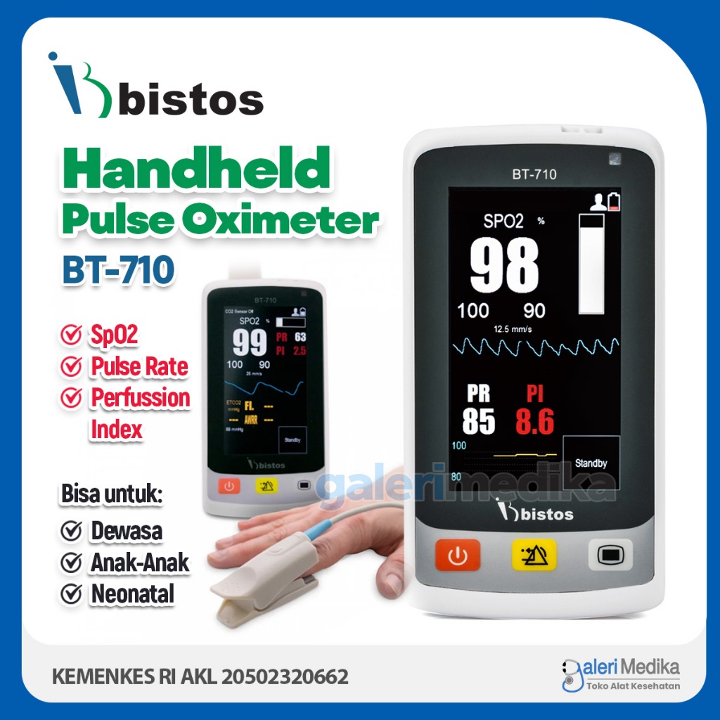 Jual Alat Ukur Saturasi Oksigen Bistos BT-710 Handheld Pulse Oximeter ...