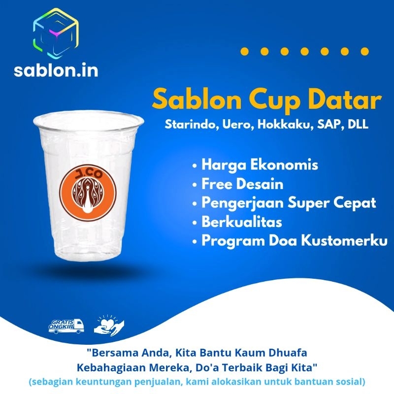 Jual Sablon Cup Datar Ukuran 12 oz 14 oz 16 oz 18 oz 22 oz Murah Bagus Tebal Free Ongkir Free ...
