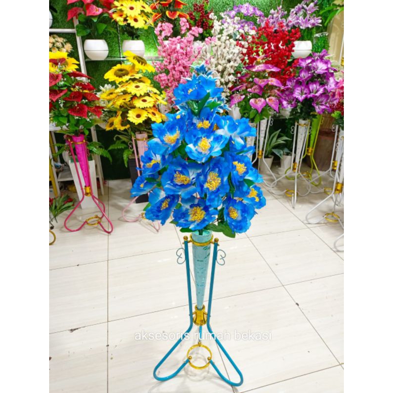 Jual RANGKAIAN BUNGA PEONY ARTIFICIAL 18 KUNTUM DENGAN POT STANDING ...