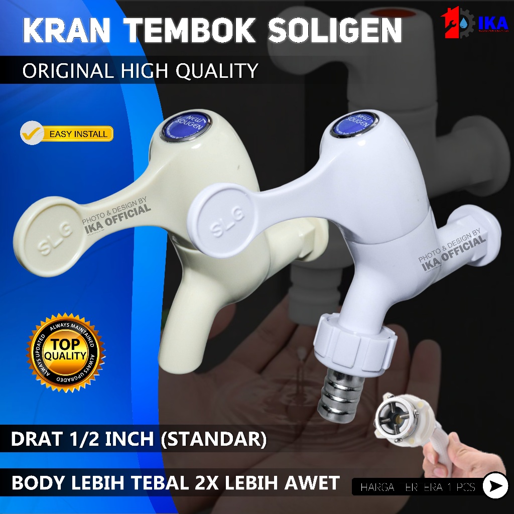 Jual Kran Air PVC Soligen / Kran Tembok Plastik New Soligen 1/2” S3 ...
