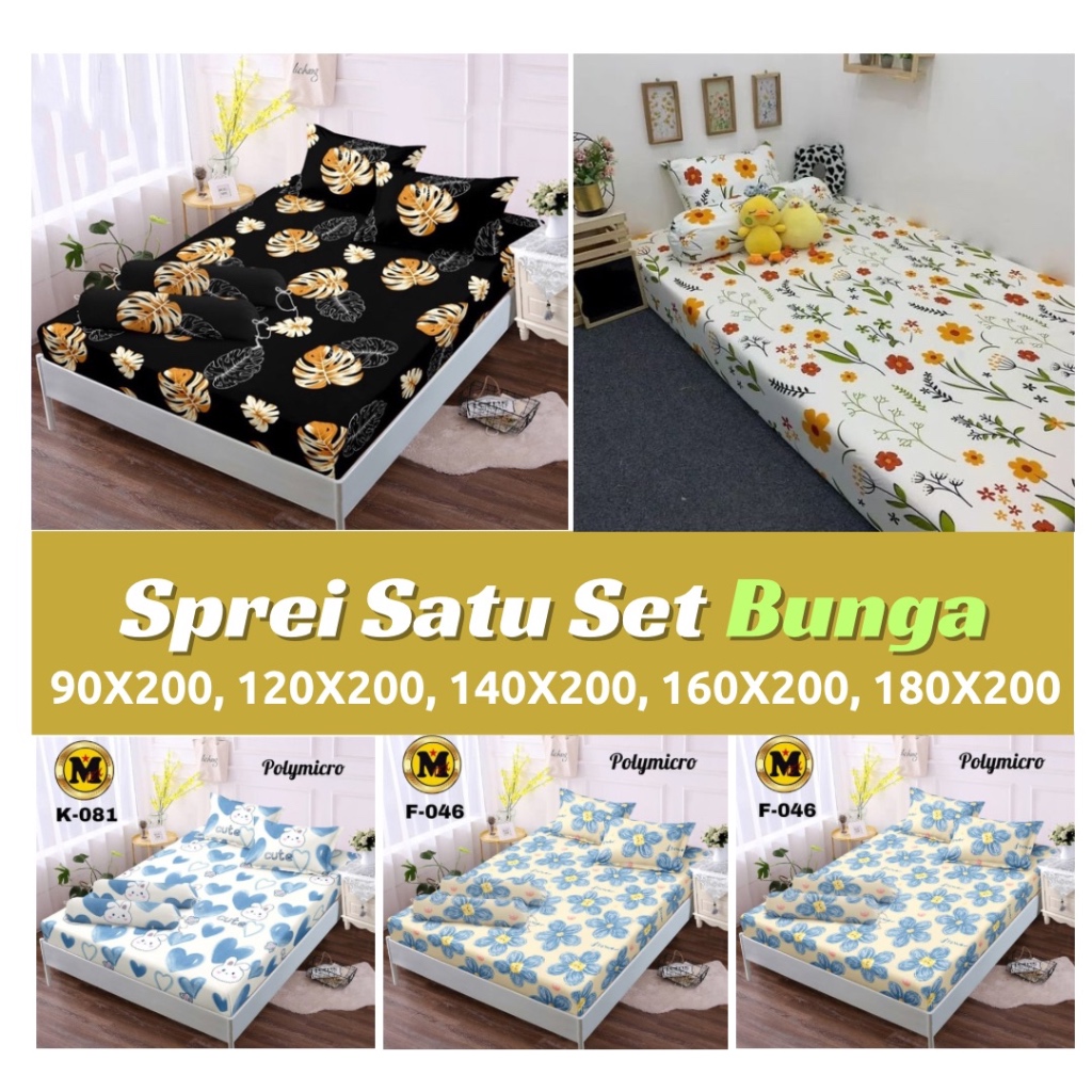Jual Sprei Motif Bunga Homemade SATU SET ukuran 90x200 120x200 160x200 ...