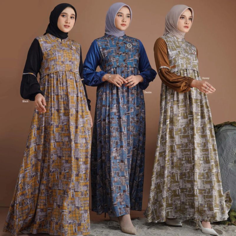 Jual DR201| DALEENA DRESS by Nadheera Luxury [NEW - ND Pattern Series] Gamis Nadheera Luxury ...