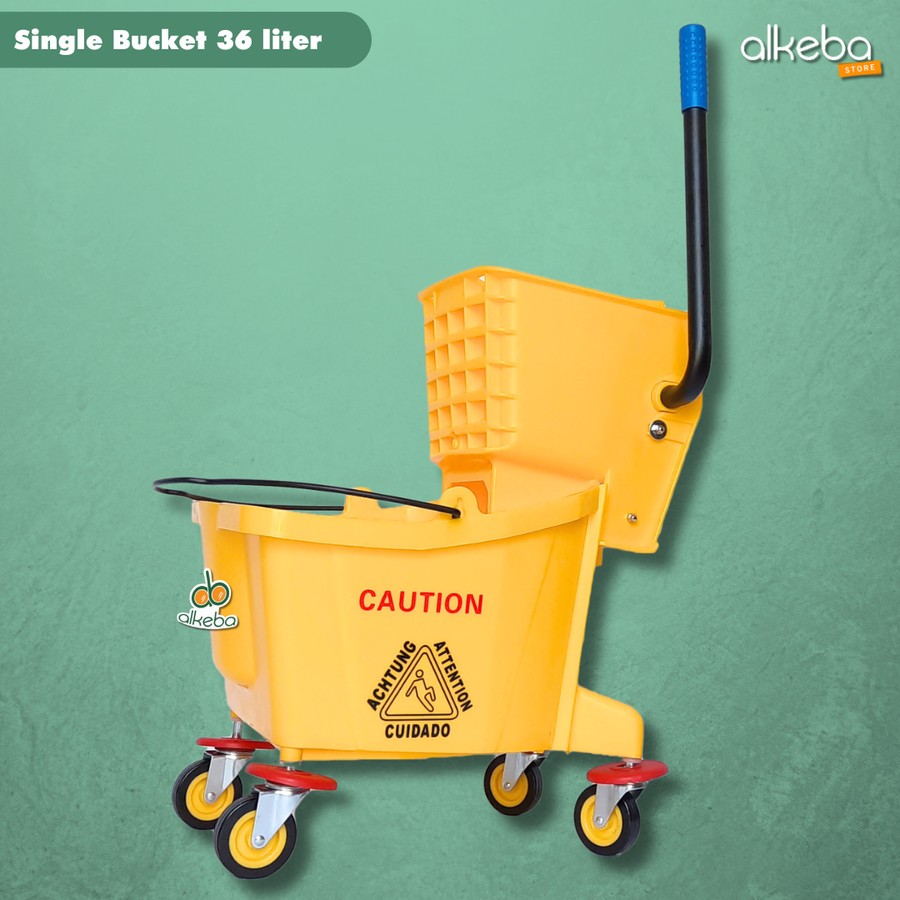 Jual Single bucket 36 Liter trolley with press mop wringer - troli ...